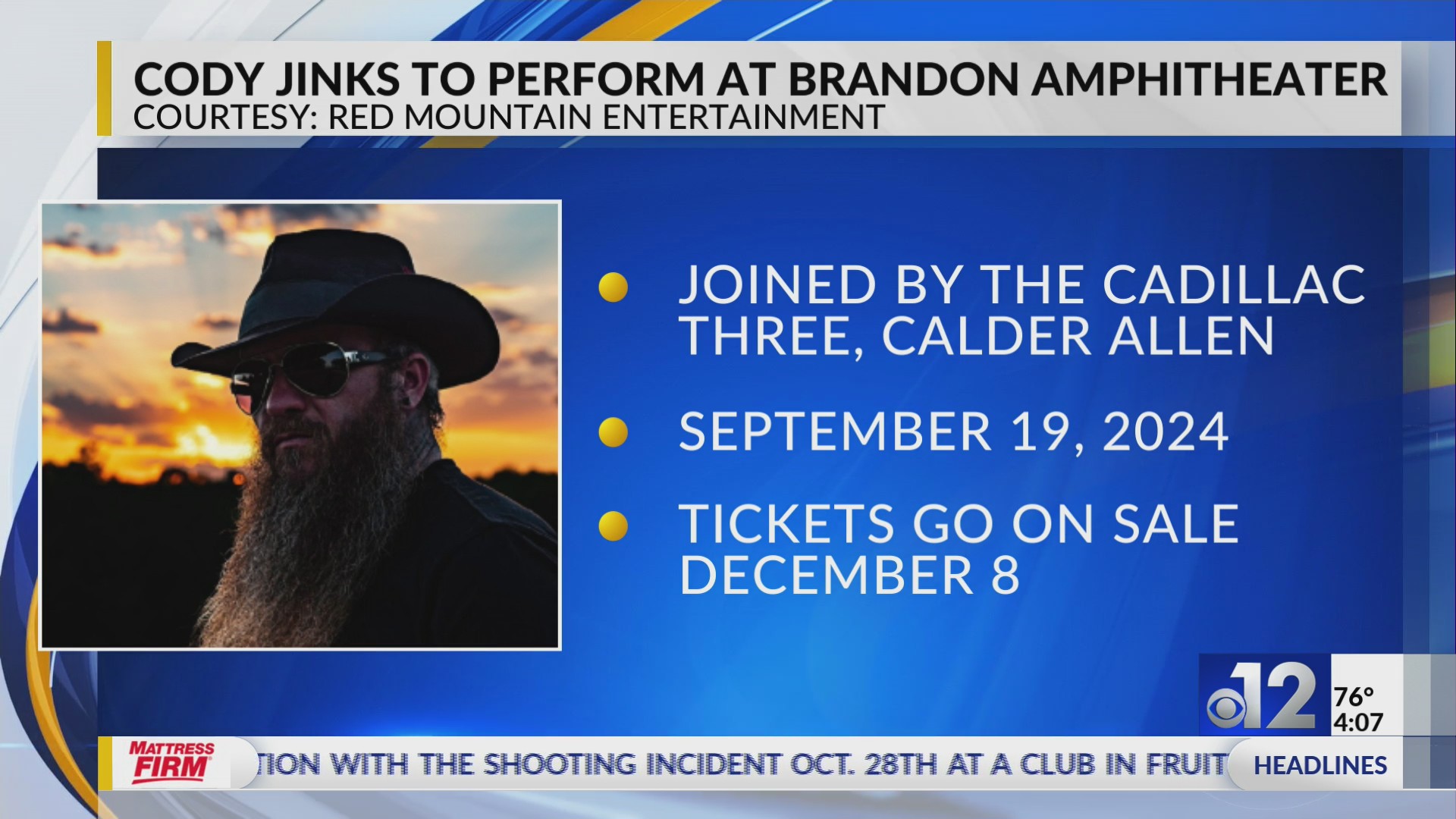 Cody Jinks to perform at Brandon Amphitheater – WJTV