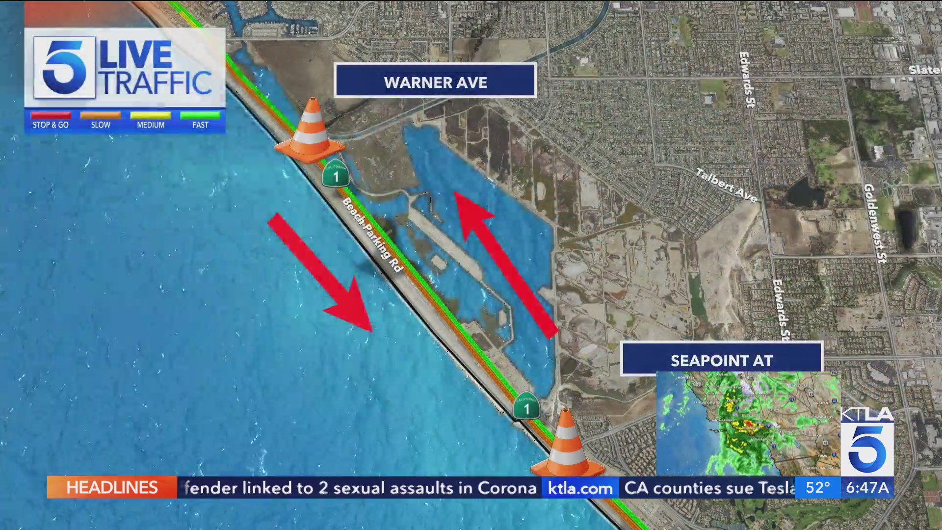 PCH closes in Huntington Beach due to heavy flooding – KTLA