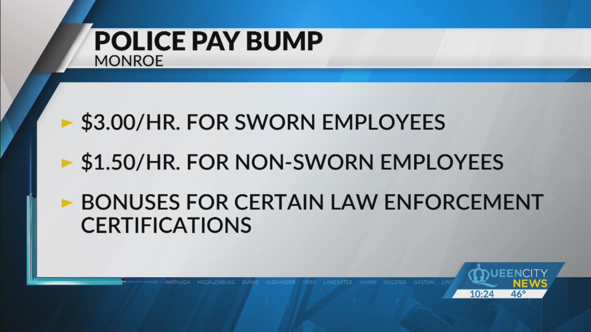Monroe Police officers getting pay raises – Queen City News