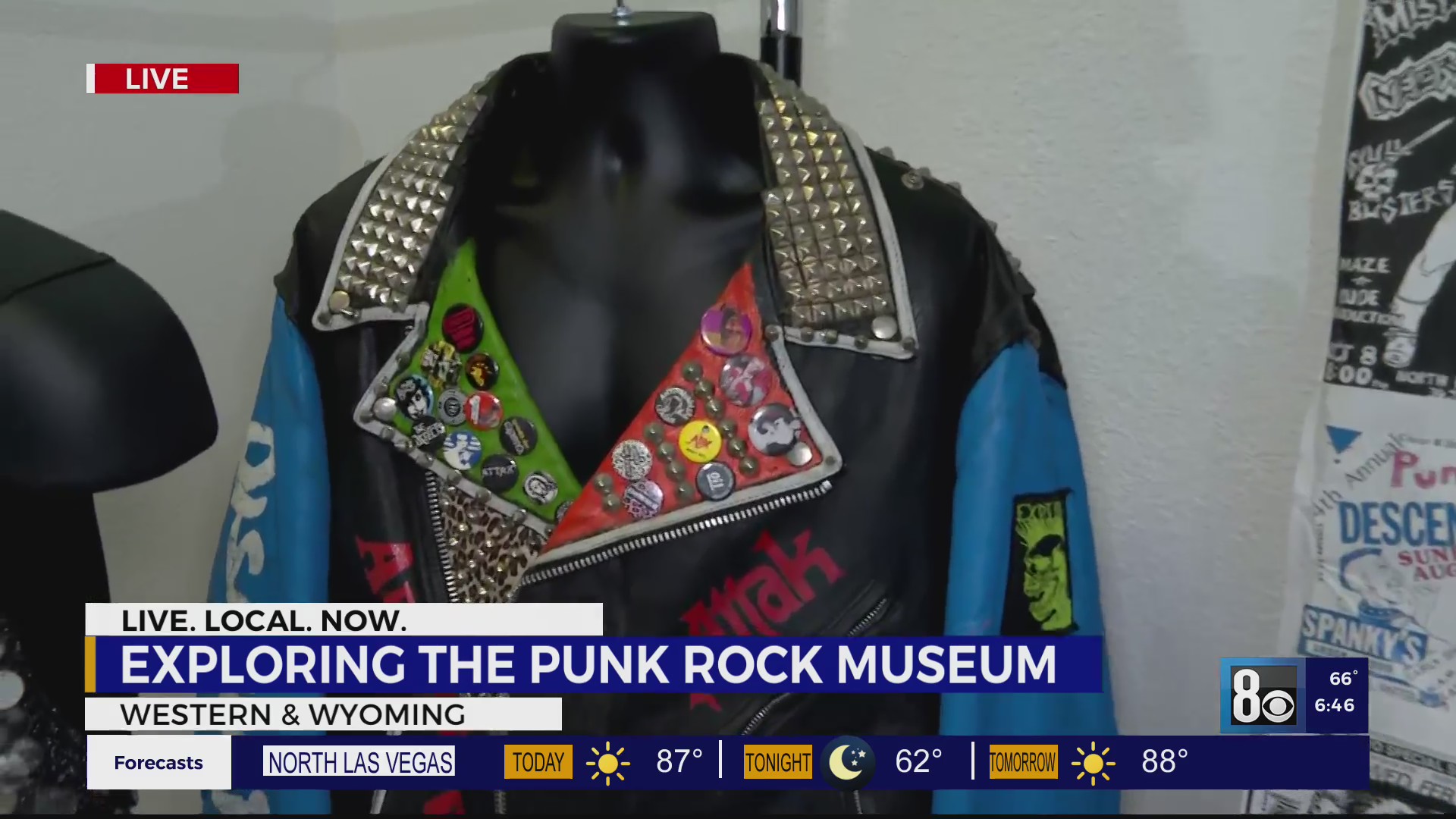 Leather jackets, artwork, and musical equipment come together to create ...