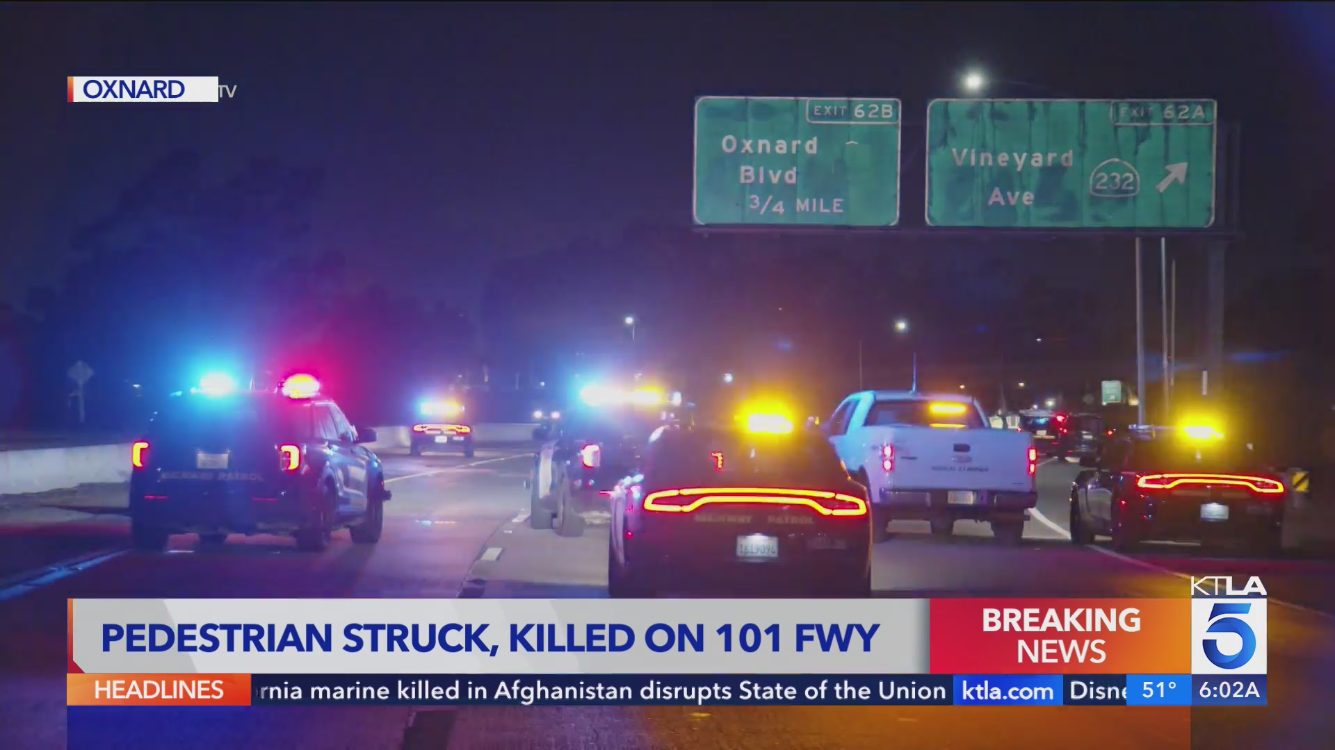 Man killed after being hit by more than 6 cars on 101 Freeway: CHP – KTLA
