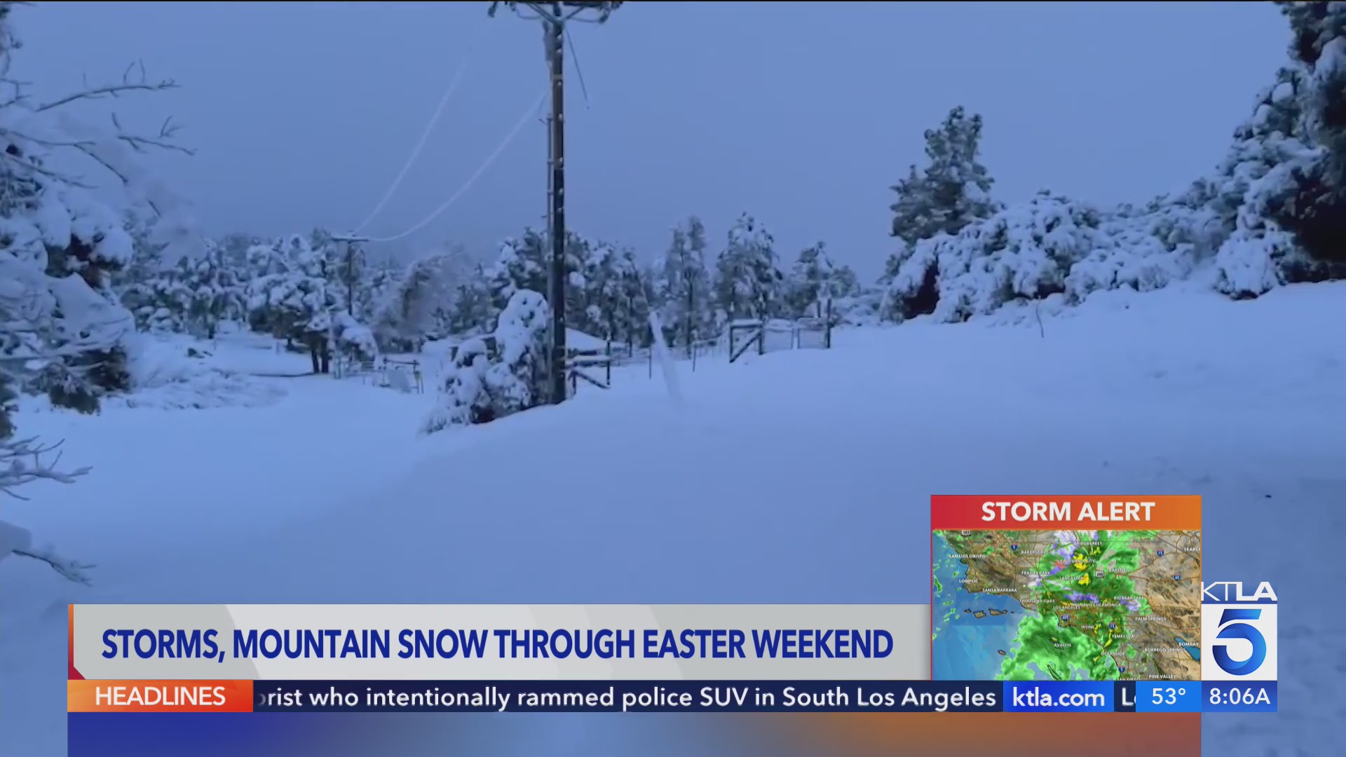 SoCal mountain communities seeing snowfall through Easter weekend – KTLA