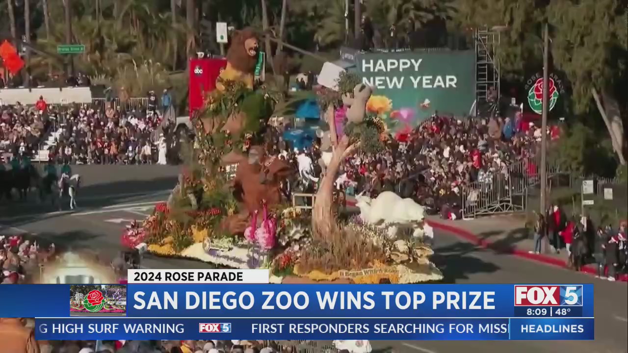 San Diego Zoo Wins Top Prize in Rose Parade – FOX 5 San Diego & KUSI News