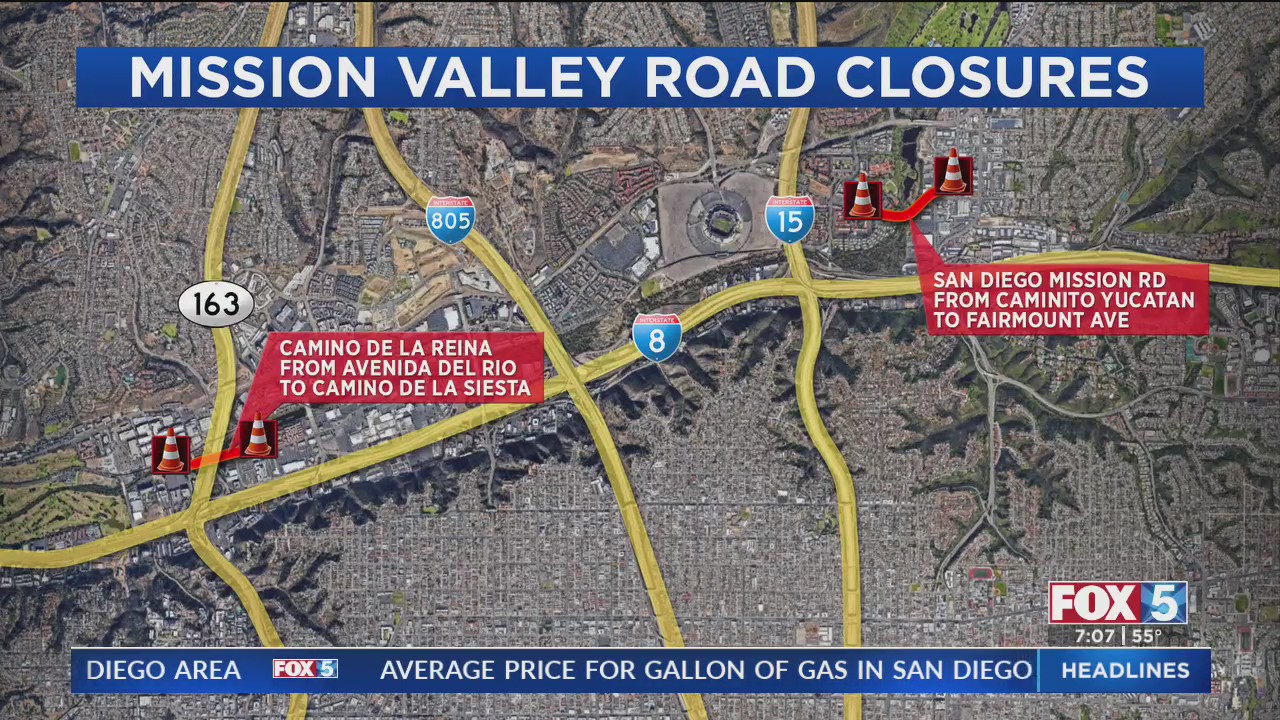 Mission Valley Road Closures – FOX 5 San Diego & KUSI News