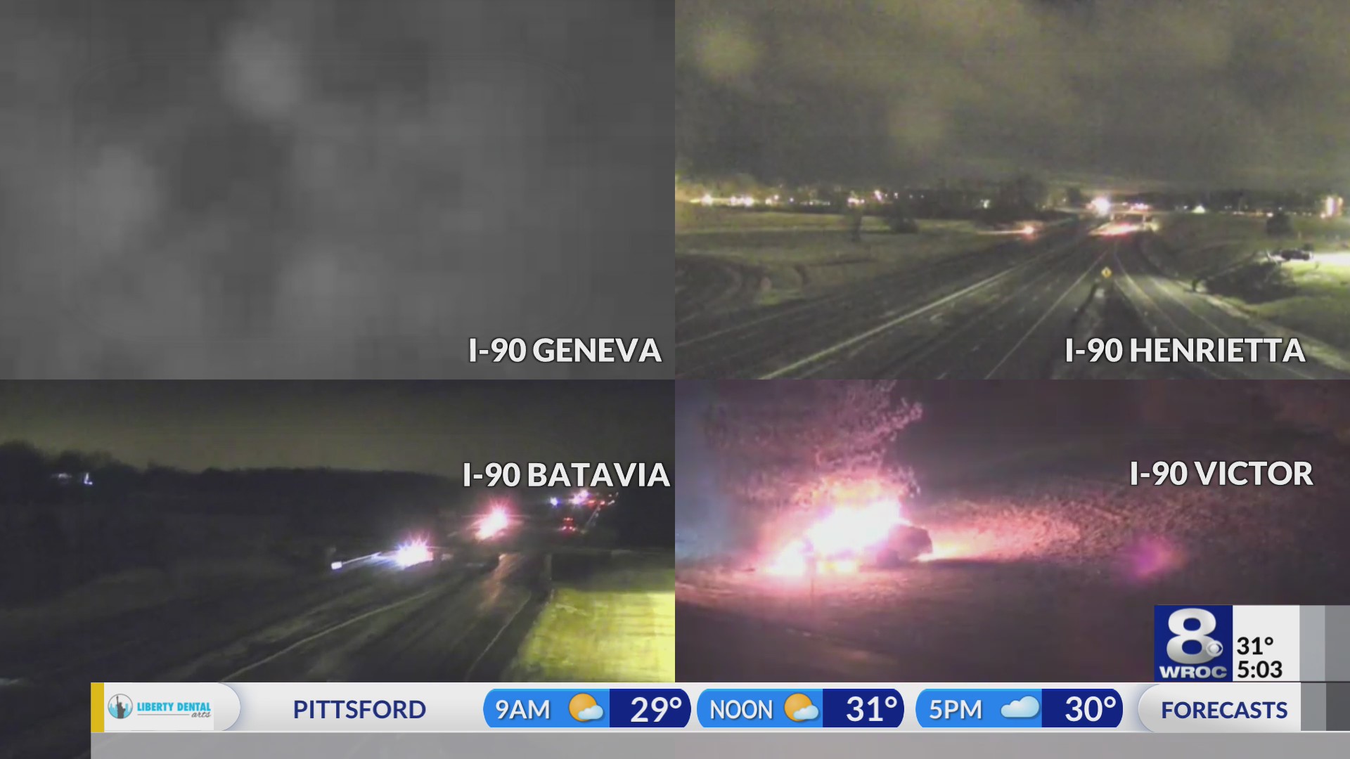 Car catches fire off-road on I-90 in Victor – RochesterFirst