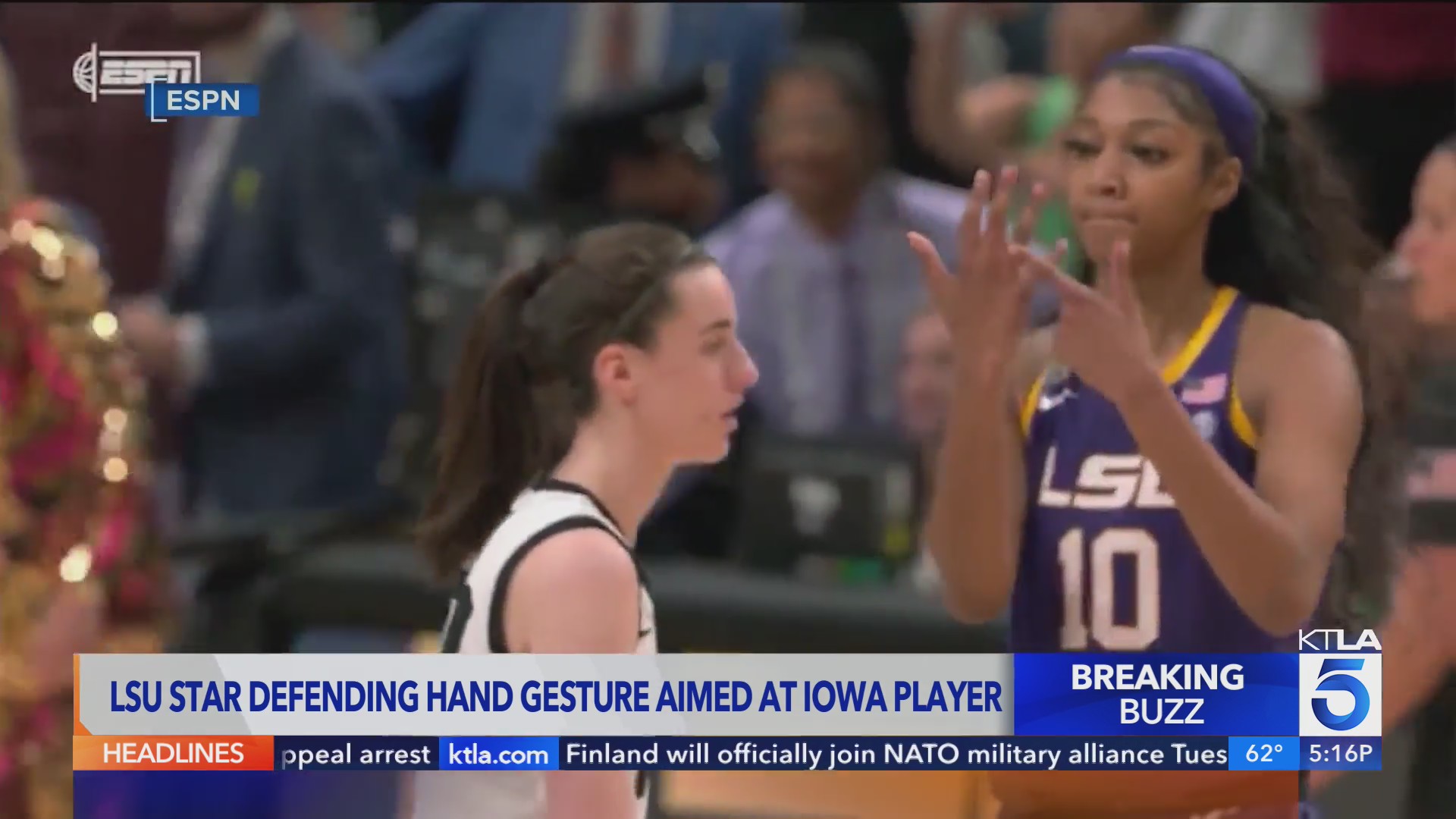 LSU’s Angel Reese sparks racial controversy with hand gesture – KTLA