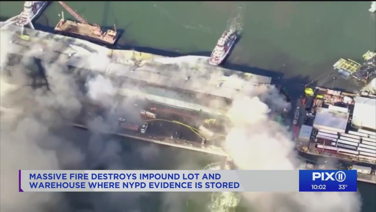 Massive fire destroys impound lot, warehouse where NYPD evidence is ...
