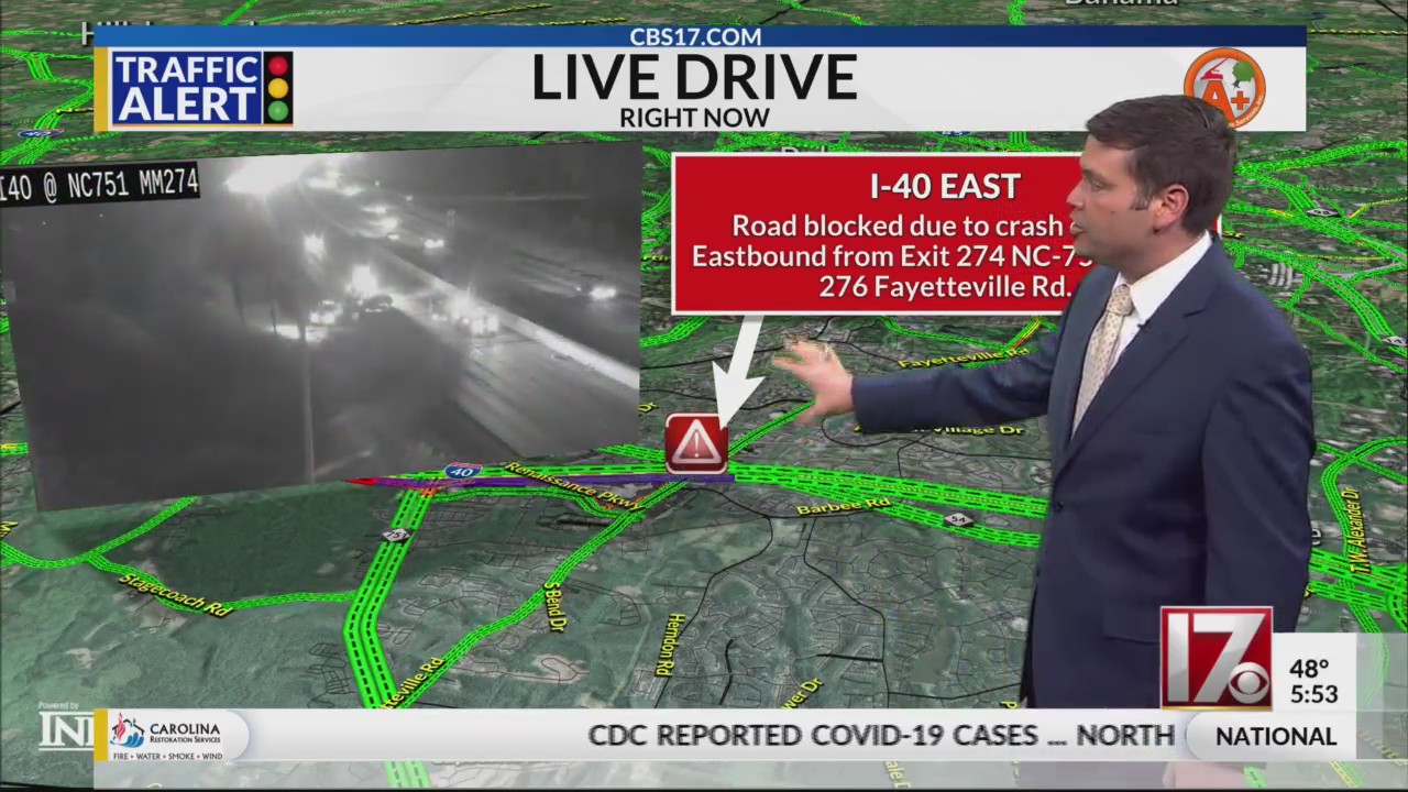 Traffic Alert: South Durham wreck closes all lanes of I-40 eastbound ...