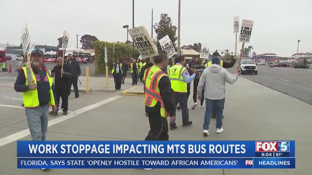 MTS Bus Routes Impacted By Work Stoppage – FOX 5 San Diego & KUSI News