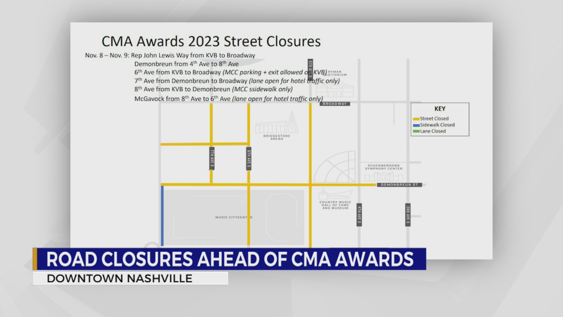 Road closures ahead of CMA awards – WKRN News 2