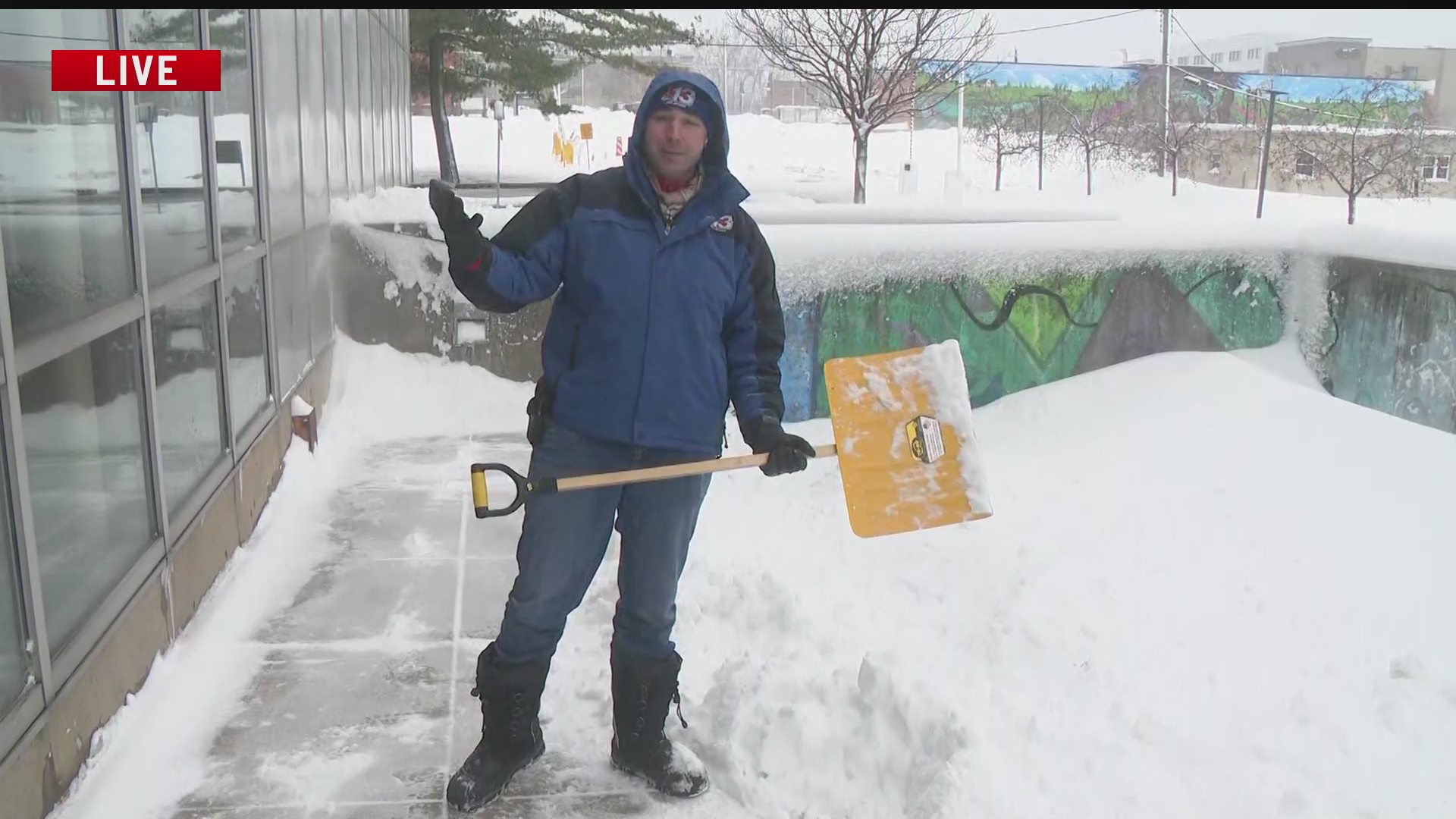 Shoveling Snow During the WHO 13 News at Noon – who13.com
