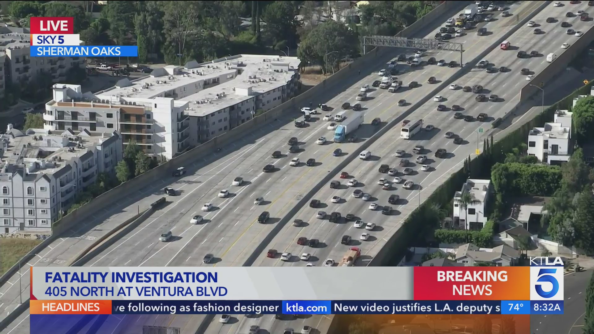 Pedestrian killed by vehicle on 405 Fwy in Sherman Oaks – KTLA