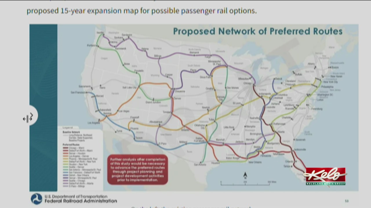 South Dakota makes updated proposed passenger rail map – KELOLAND.com