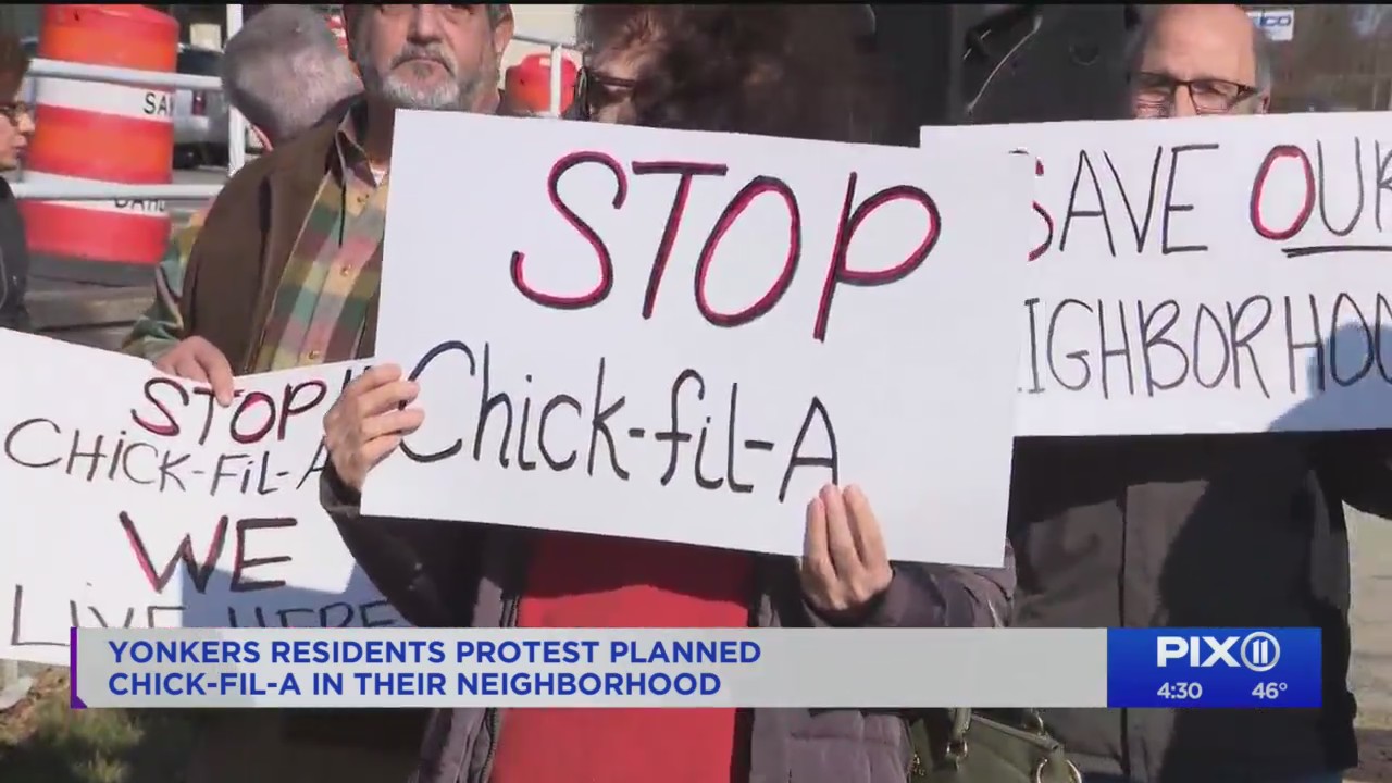 Yonkers residents protest planned Chick-fil-A – PIX11