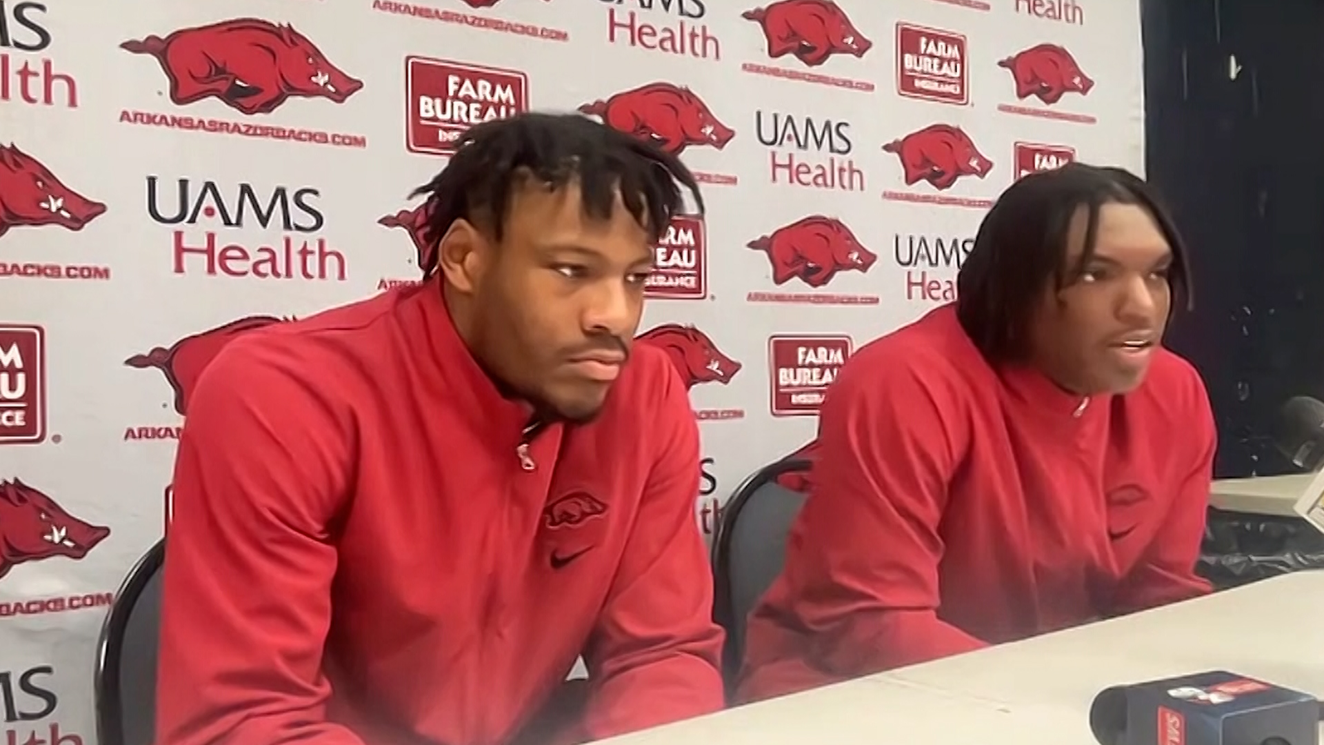 Arkansas’ Jaheim Thomas and Jayden Johnson talk about loss to Ole Miss ...