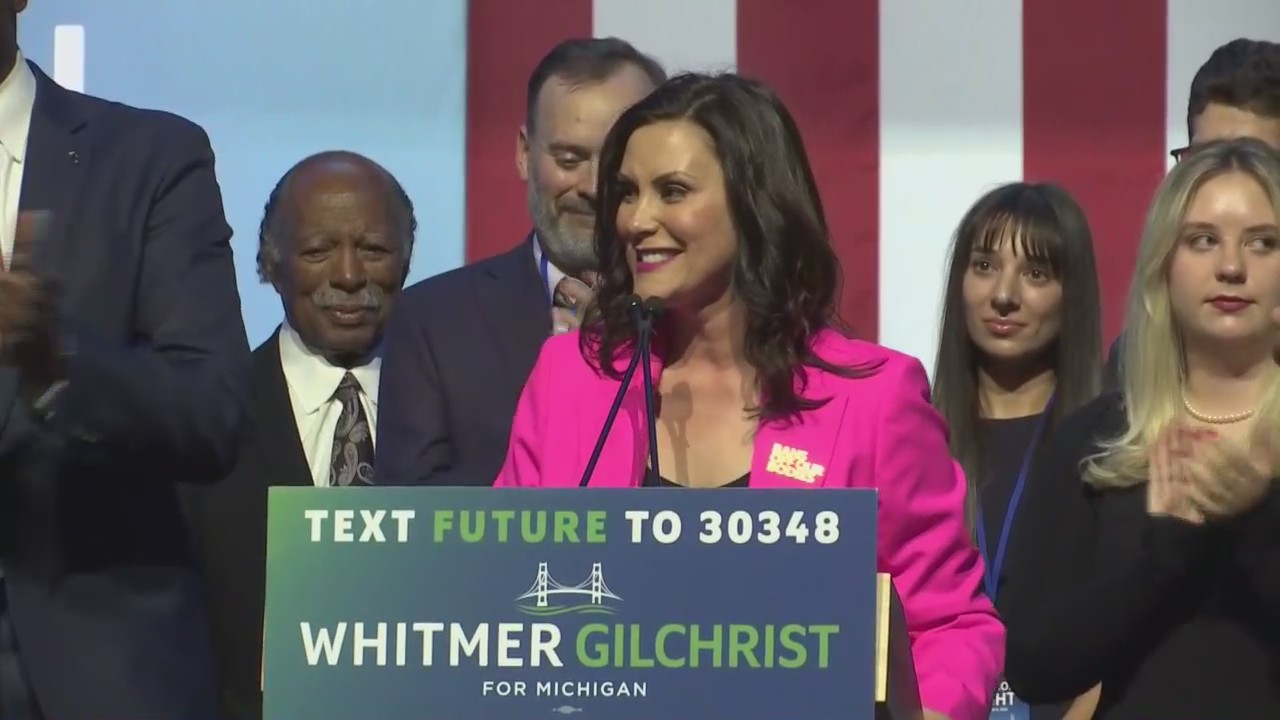 Whitmer celebrates on stage but stops short of declaring victory – WLNS ...