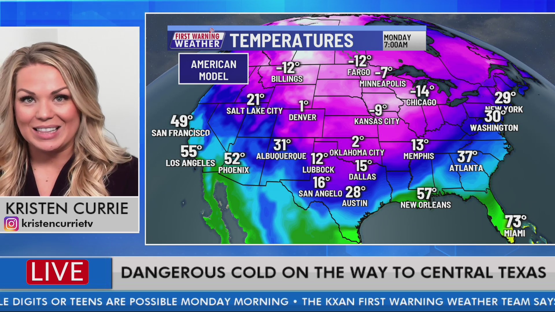 Kristen Currie discusses on timing of dangerous cold in Central Texas ...