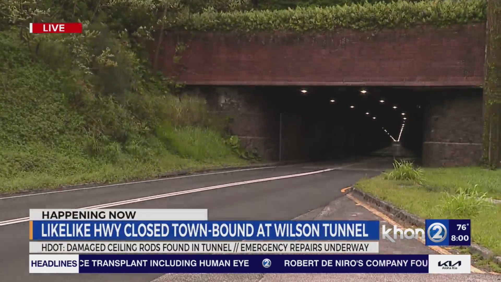 DOT issues emergency closure of Likelike Hwy after Wilson Tunnel ...
