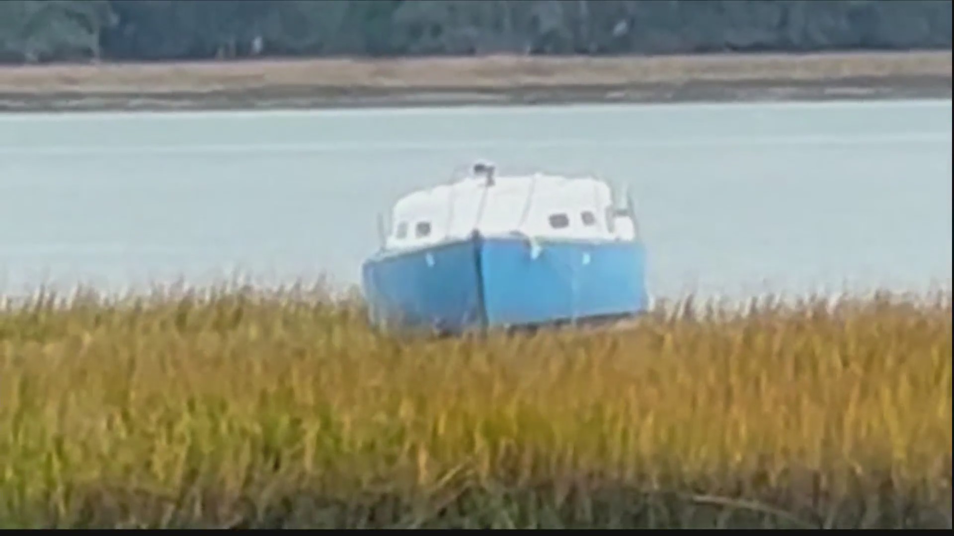 Why is there a boat marooned off the bridge between Hilton Head and ...