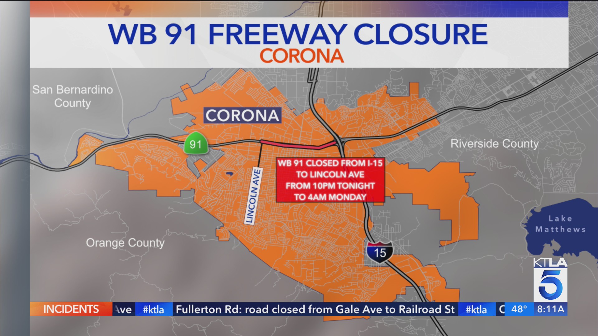 91 Freeway project forces another weekend closure in Corona – KTLA