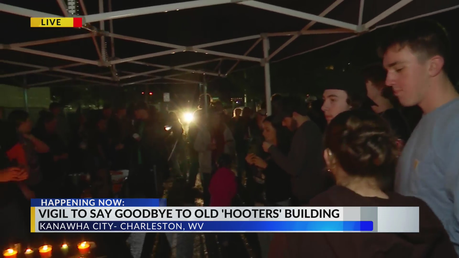 Community holding candlelight vigil for Hooters in Kanawha City area ...