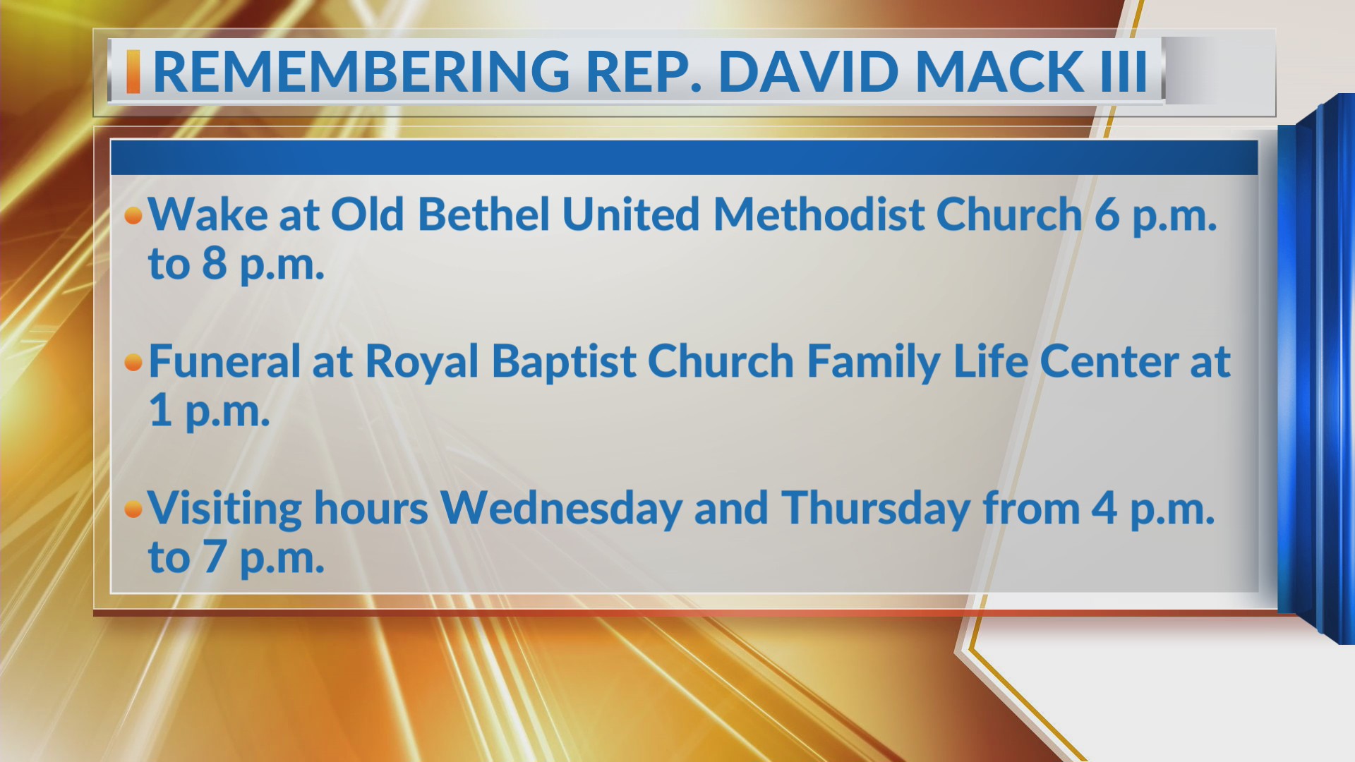 Funeral arrangements announced for former Rep. David Mack III – WCBD News 2
