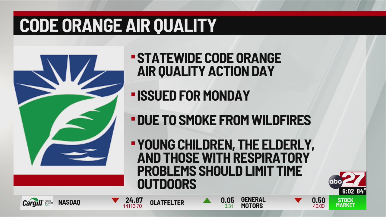Code Orange Air Quality Action Day In Effect For Pennsylvania On Monday