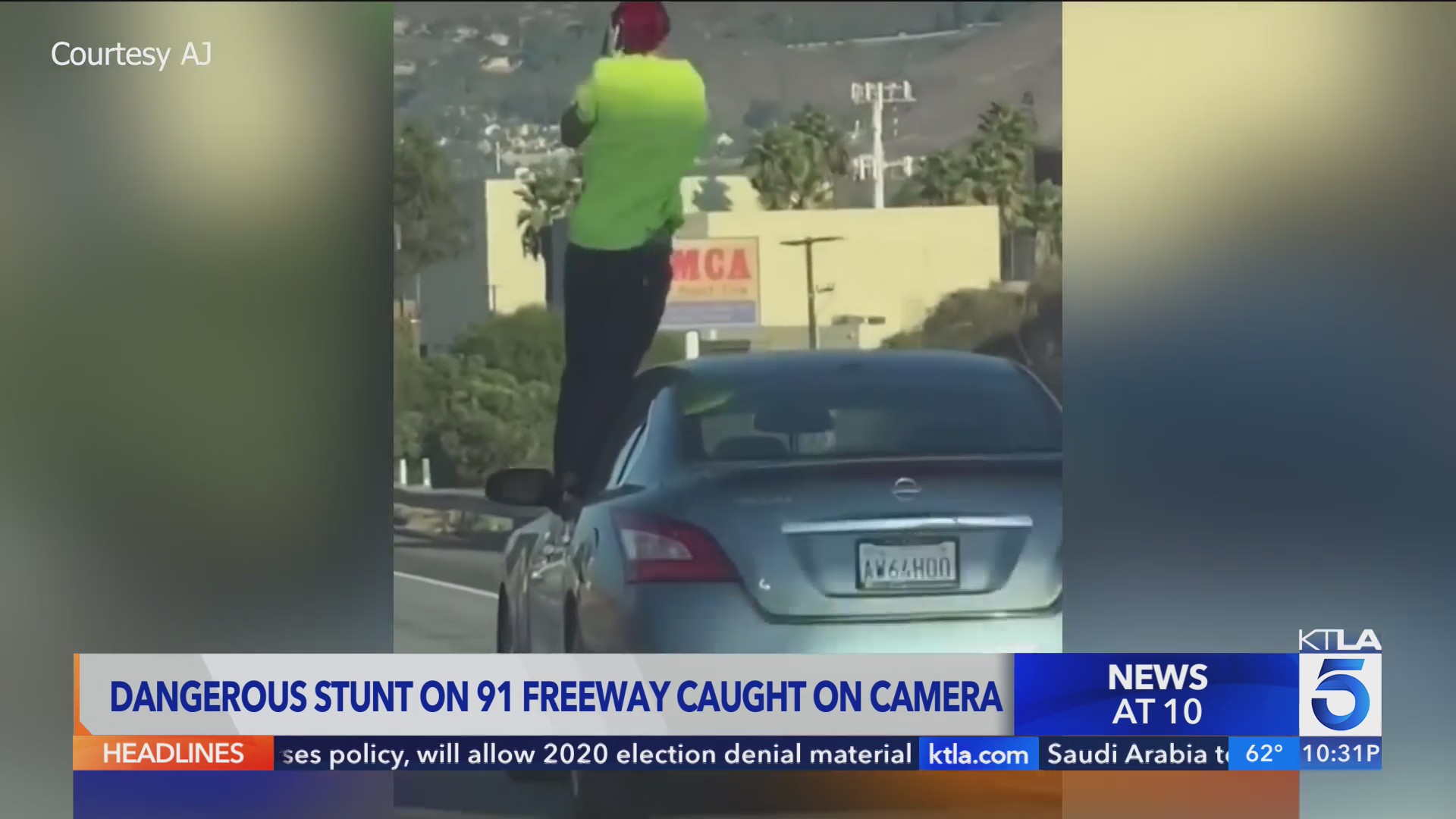 Camera captures dangerous stunt on 91 Freeway – KTLA