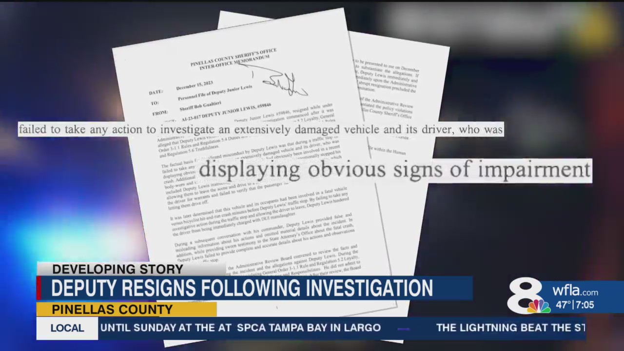 PCSO Sheriff said he would have terminated deputy if he didn’t resign ...