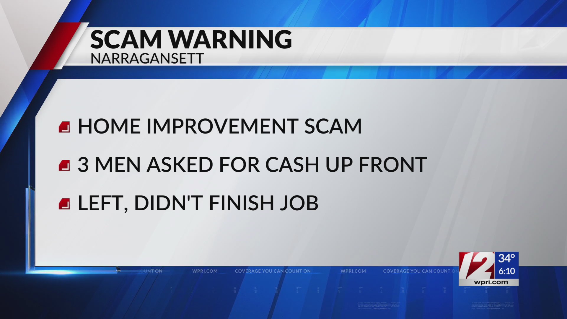 Police warn of home improvement scam in Narragansett – WPRI.com