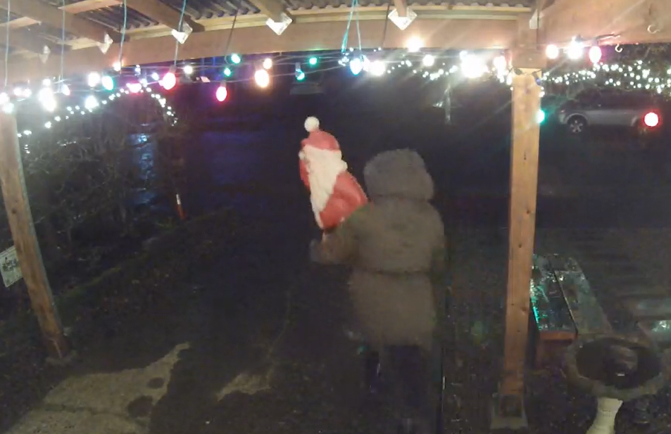 Security camera catches person steal vintage Santa decoration from ...