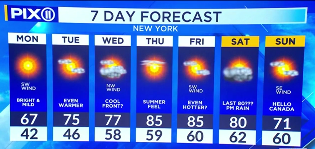 Sunny, mild day kicks off warm week in NYC – PIX11
